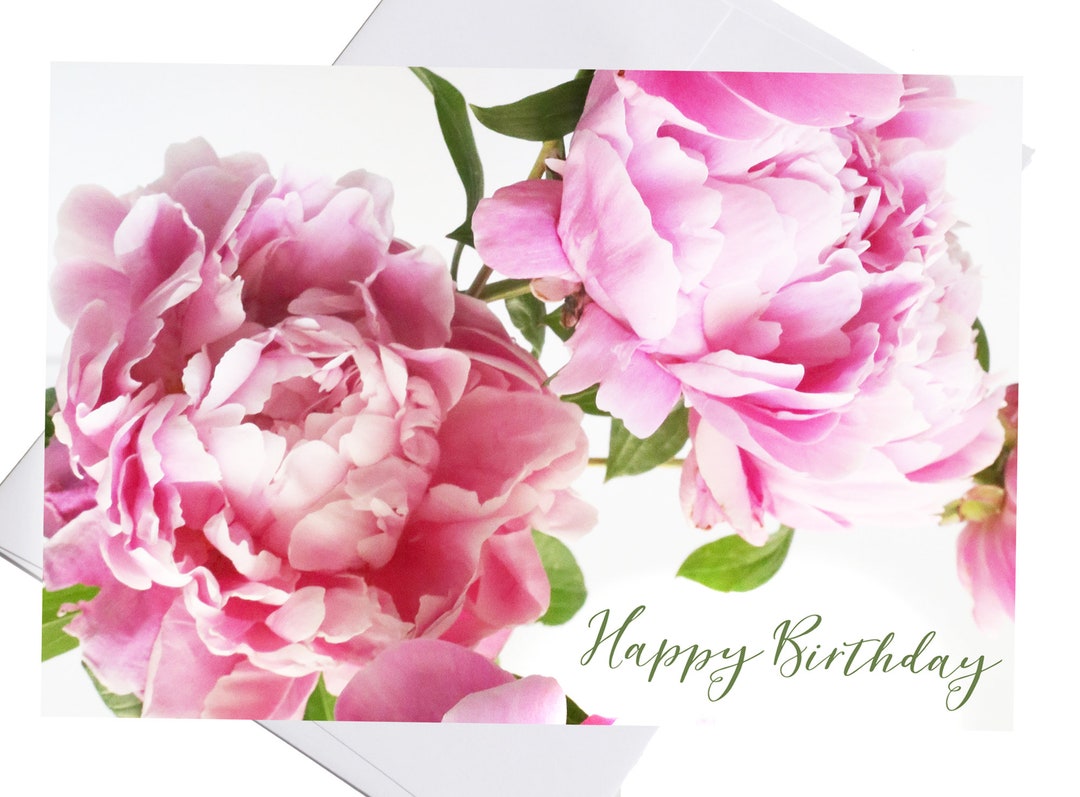 Pink Peonies Flowers Note Cards, Notecard Set With Envelopes, Set of 8 ...