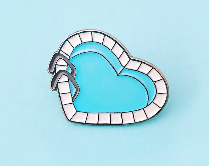 Heart Shaped Pool Enamel Pin - Etsy
