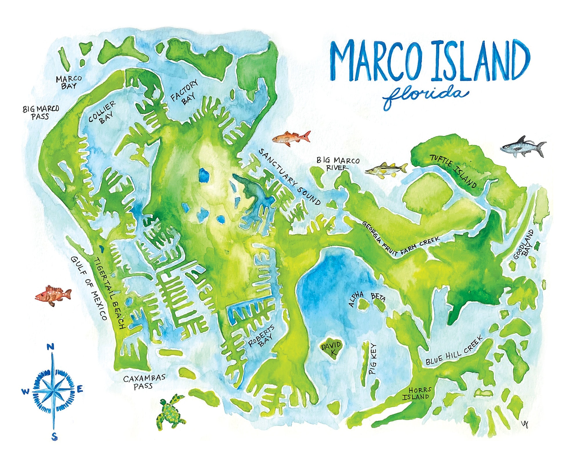Marco Island Map - Matted & Sleeved - Etsy