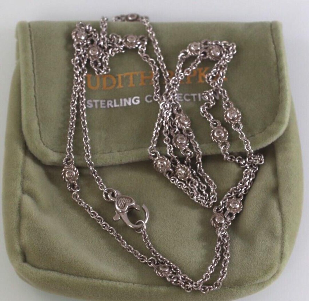 Judith Ripka Sterling Silver 925 Chain Necklace CZ Diamonique Stations ...