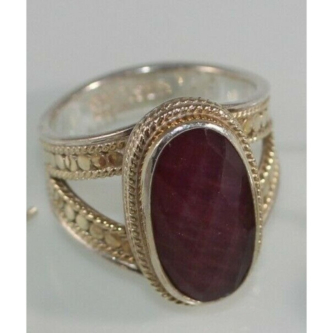 Anna Beck Ring Ruby Doublet Ring 925 Gold Plated Size 7.5 - Etsy