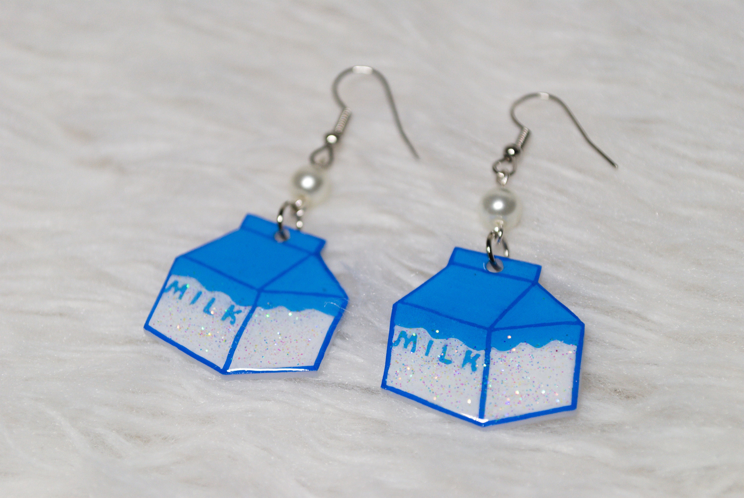 Milk Carton Dangle Earrings: Kawaii Breakfast Jewelry - Etsy