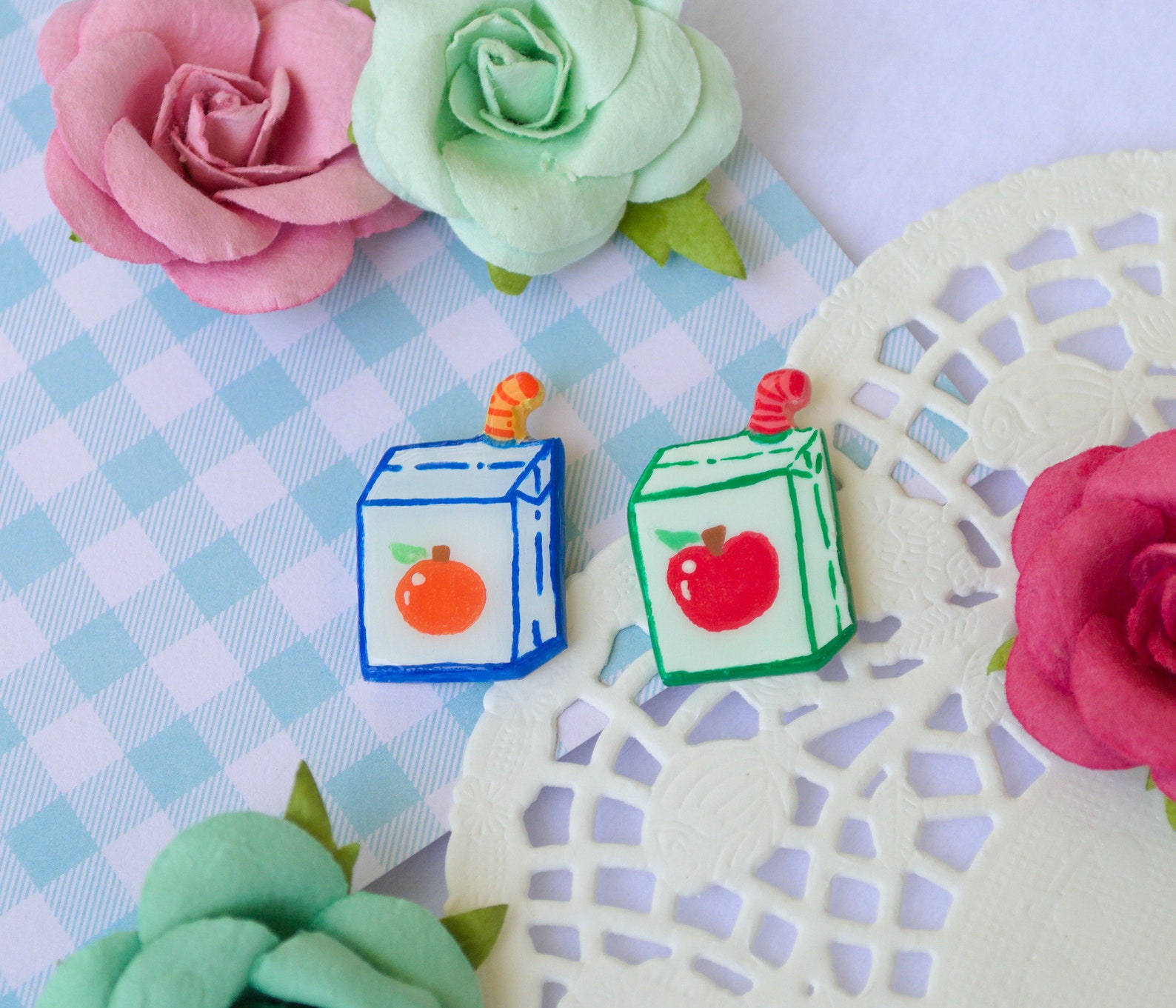 Cute Kawaii Juice Box Polymer Clay Pins Orange Juice Apple - Etsy