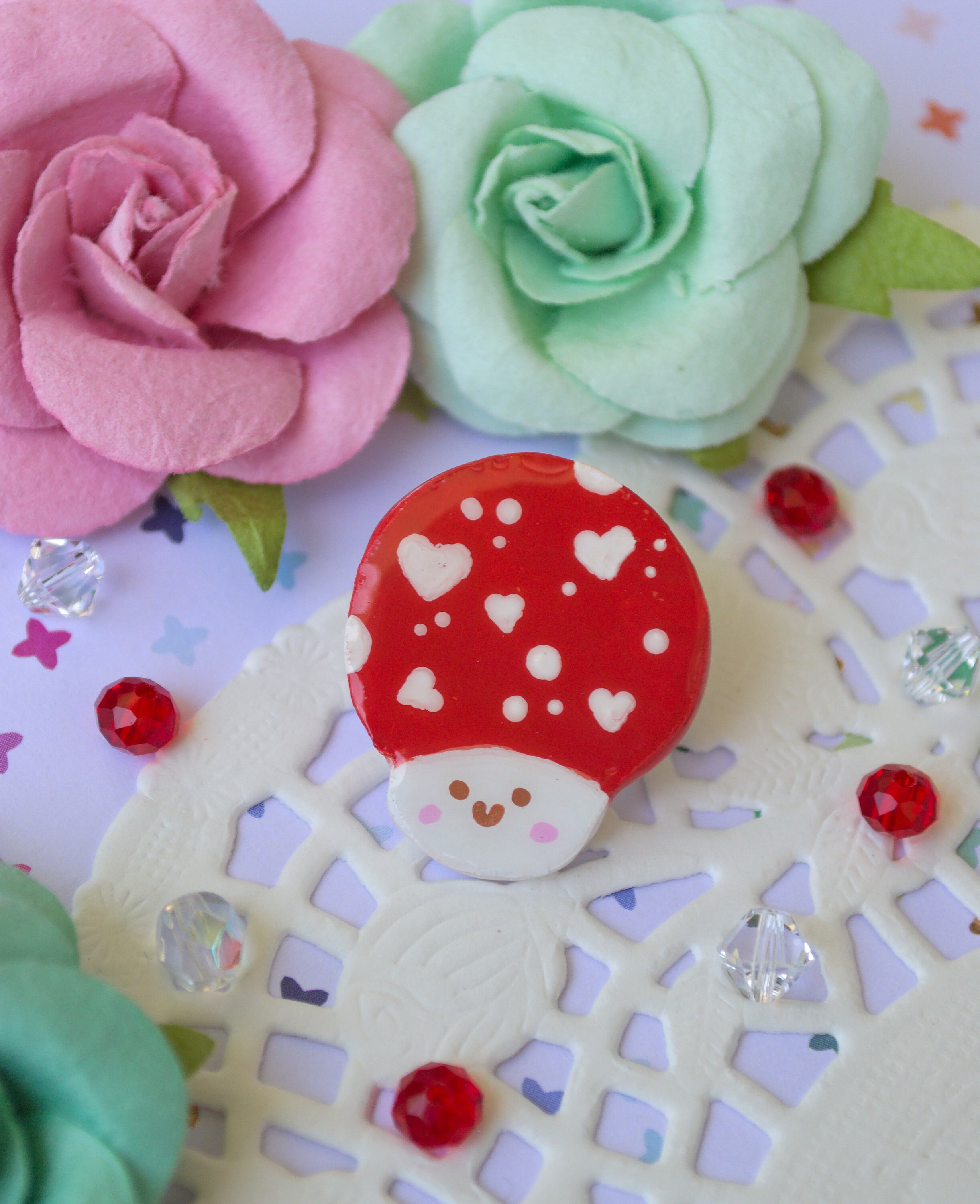 Cute Kawaii Mushroom Polymer Clay Pin | Etsy