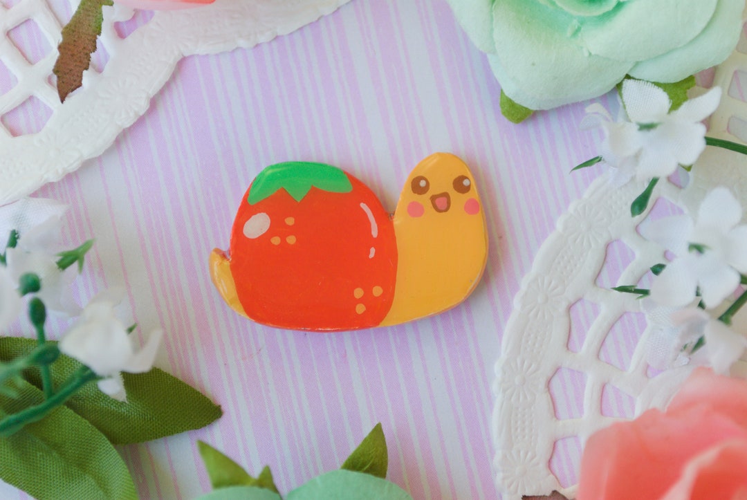 Handmade Kawaii Orange Fruit Snail Polymer Clay Pin - Etsy