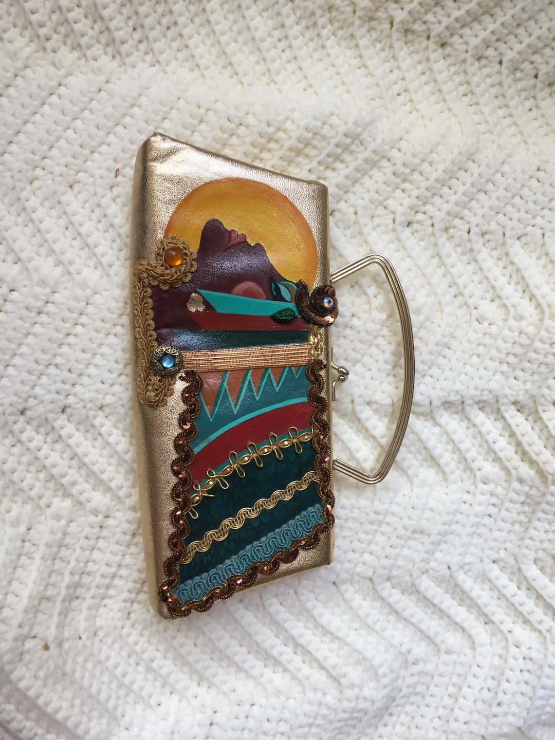 Hand-painted African Queen Gold Purse HL 1960s - Etsy