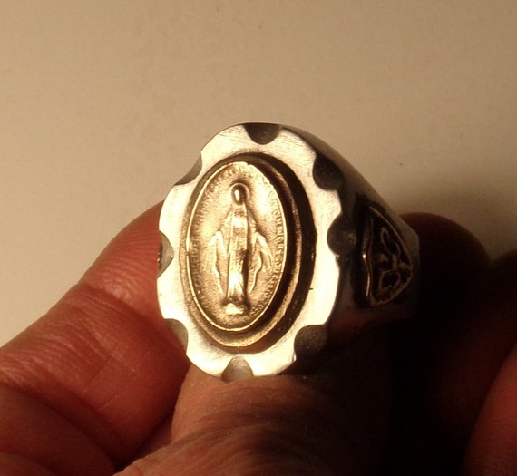 New Virgin Mary Mexican Biker Ring Religious Jewelry Catholic | Etsy