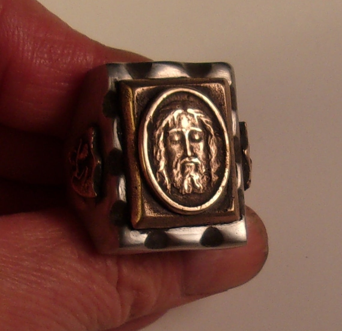 Sacred Shroud Ring Mexican Biker Ring Souvenir Ring Face of - Etsy ...