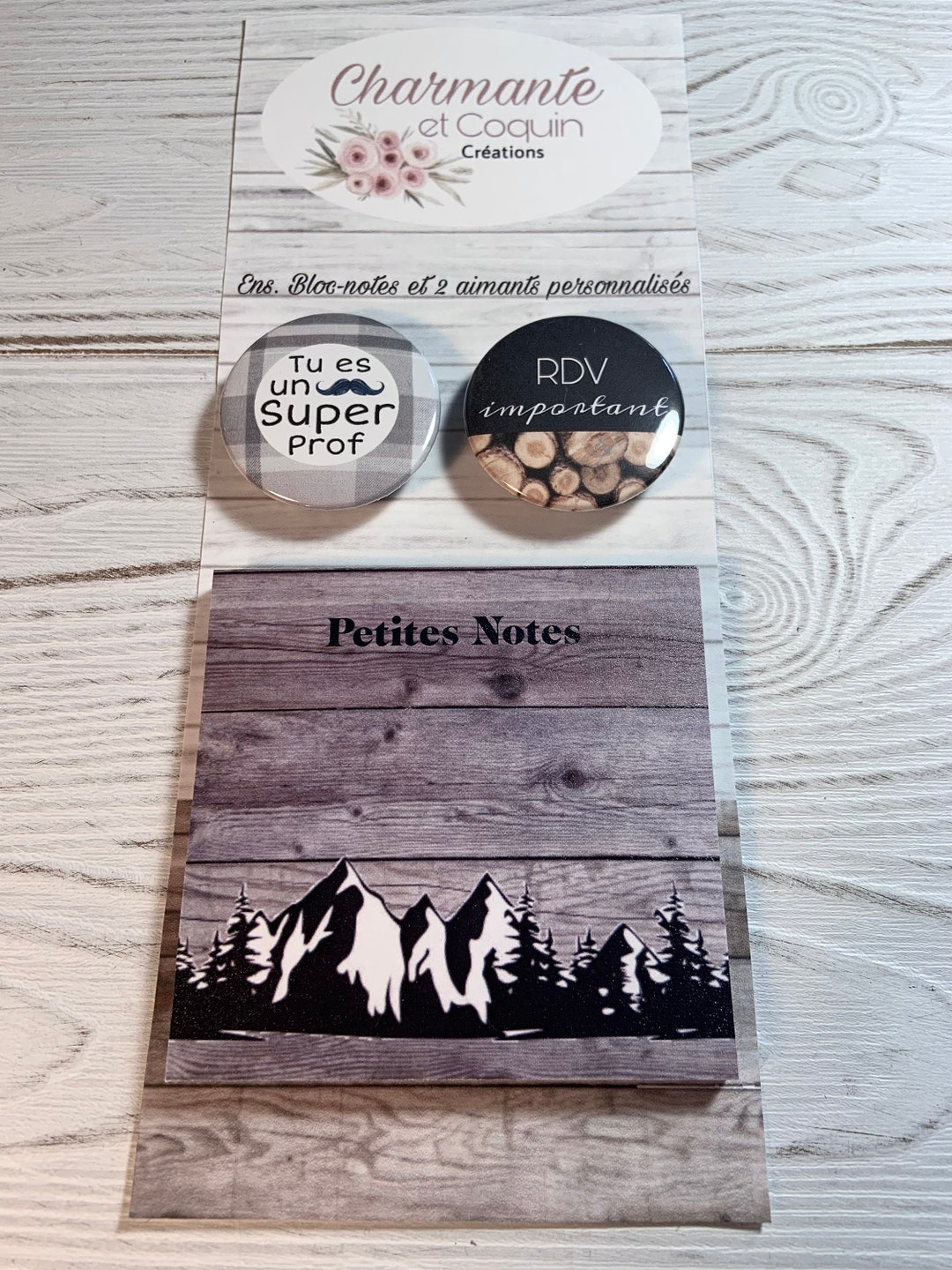 Set of Sticky Notes (post-it Style) With Two Personalized Magnets, Gift ...