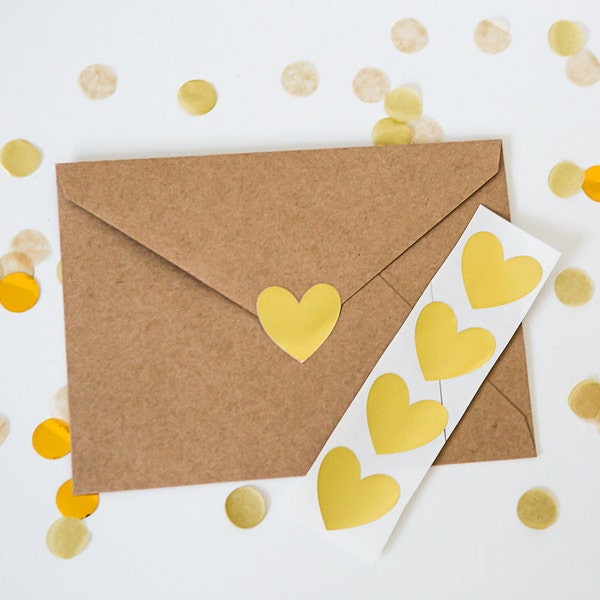 Gold Heart Stickers - Etsy