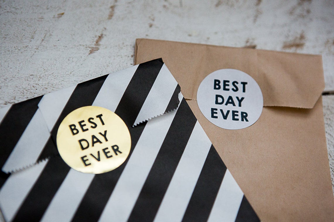 20 Round Stickers // Best Day Ever | Etsy