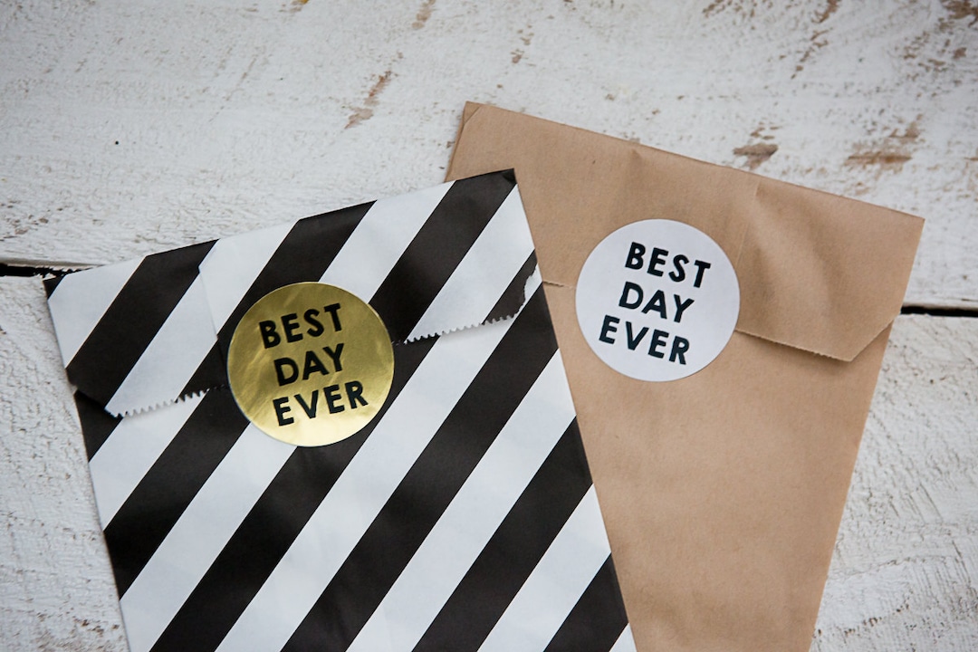 20 Round Stickers // Best Day Ever - Etsy
