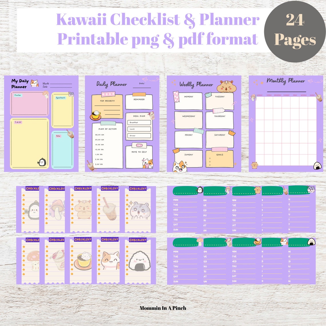 Cute Kawaii Checklist and Daily Planner Printable Pages - Etsy