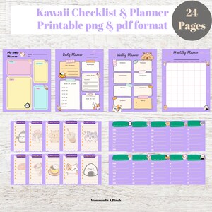 Cute Kawaii Checklist and Daily Planner Printable Pages - Etsy