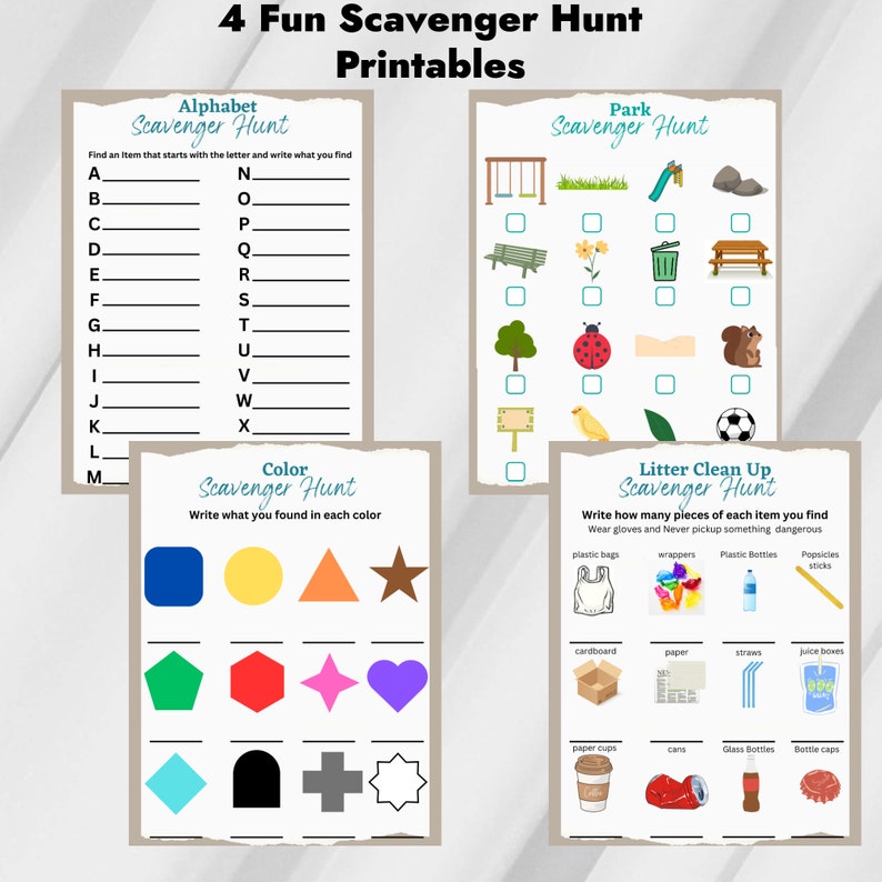 Park Scavenger Hunt, Alphabet Scavenger Hunt, Colors Scavenger Hunt ...