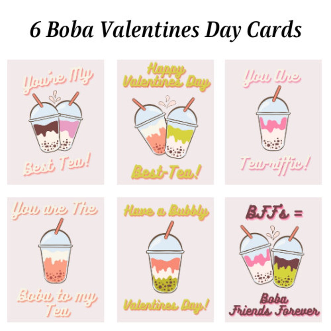 Boba / Bubble Tea Valentine Day Card Printables - Etsy