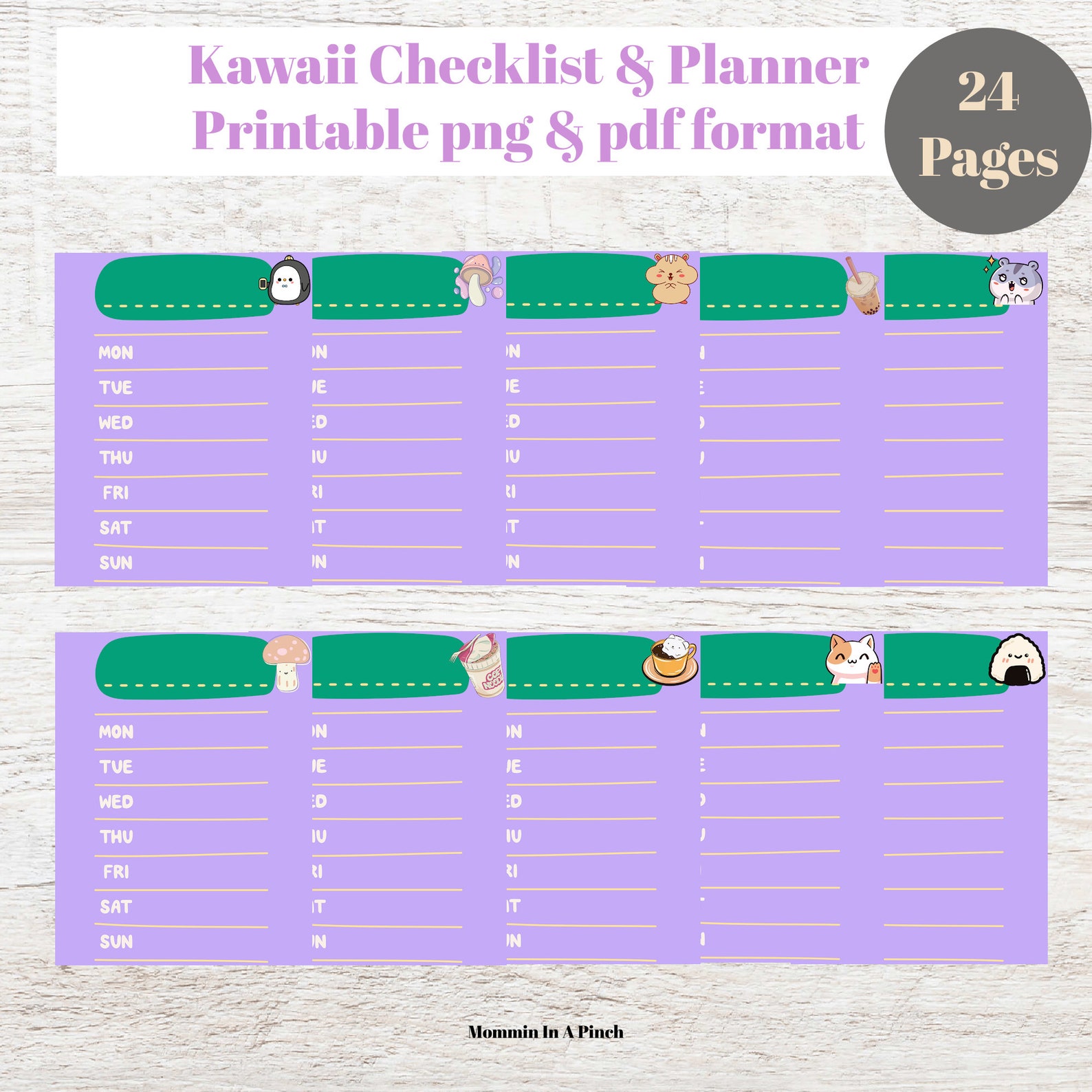 Cute Kawaii Checklist and Daily Planner Printable Pages - Etsy