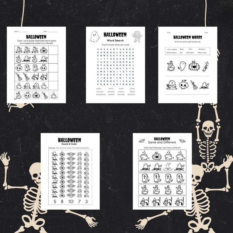 Halloween Activity Bundle, Mazes, Puzzles and More - Etsy