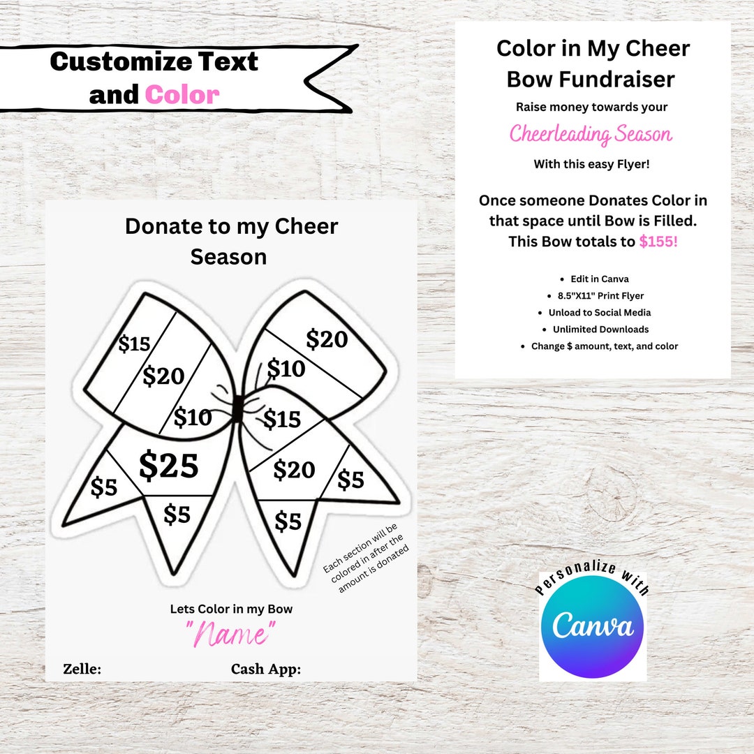 Color in My Cheer Bow Fundraiser Flyer/ Sponsor My Season Flyer - Etsy