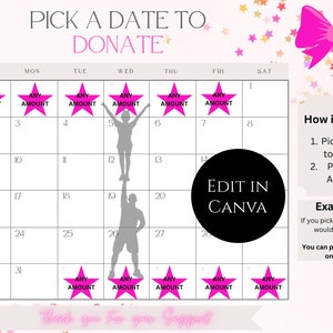 Editable Cheer Calendar Fundraiser Printable Template - Etsy