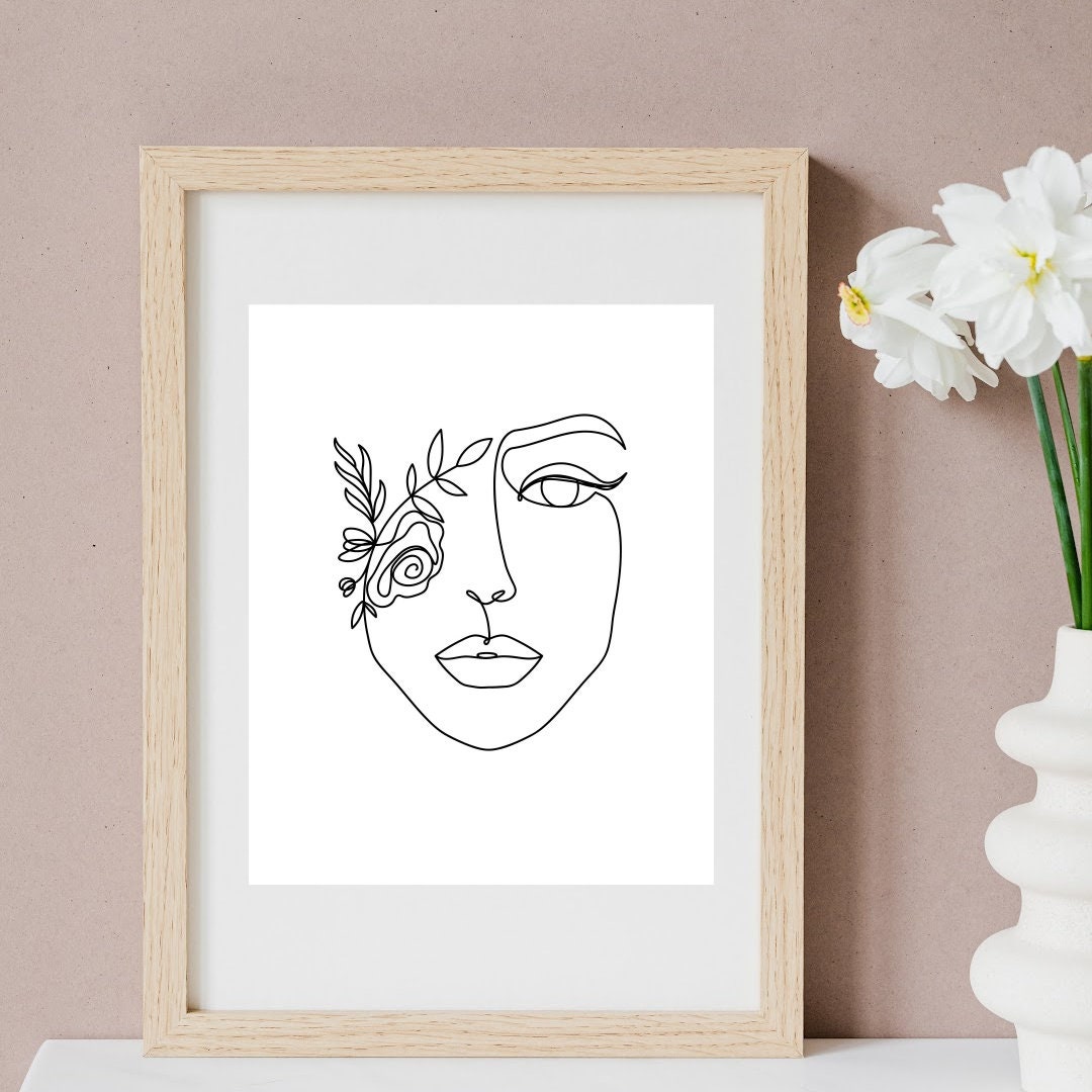 Botanical Floral Women Line Art Set of 3 Prints - Etsy
