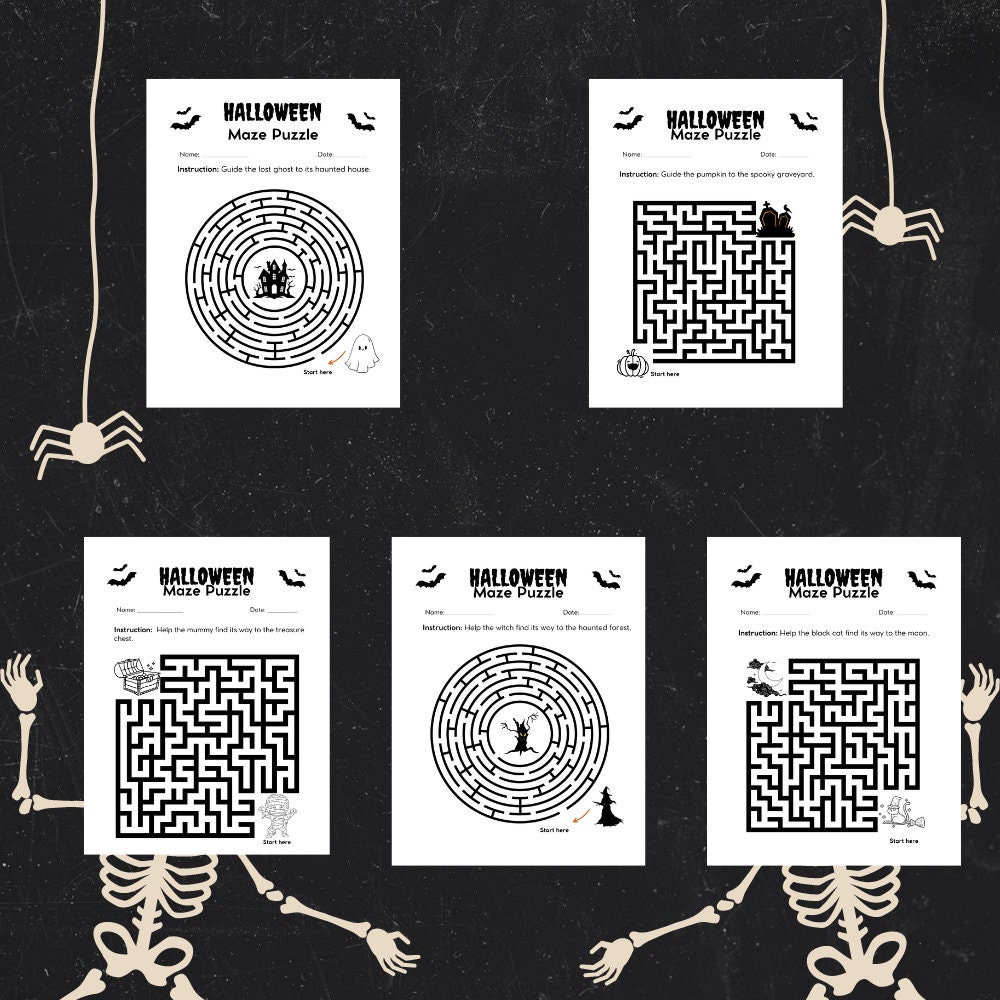 Halloween Activity Bundle, Mazes, Puzzles and More - Etsy