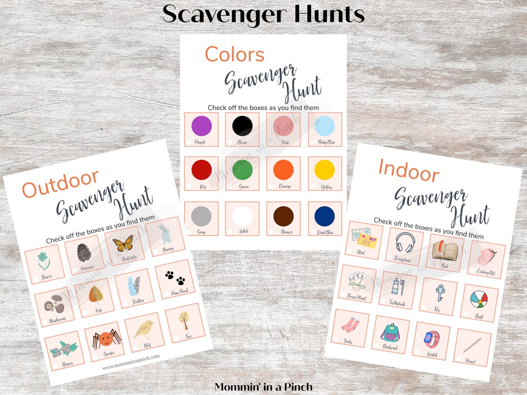 Indoor, Outdoor, Colors Scavenger Hunt Printable / Kids Scavenger Hunt ...