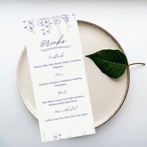 Wedding Menu Template, Drink Menu, Party Menu, Printable Menu Card, 4x7 ...