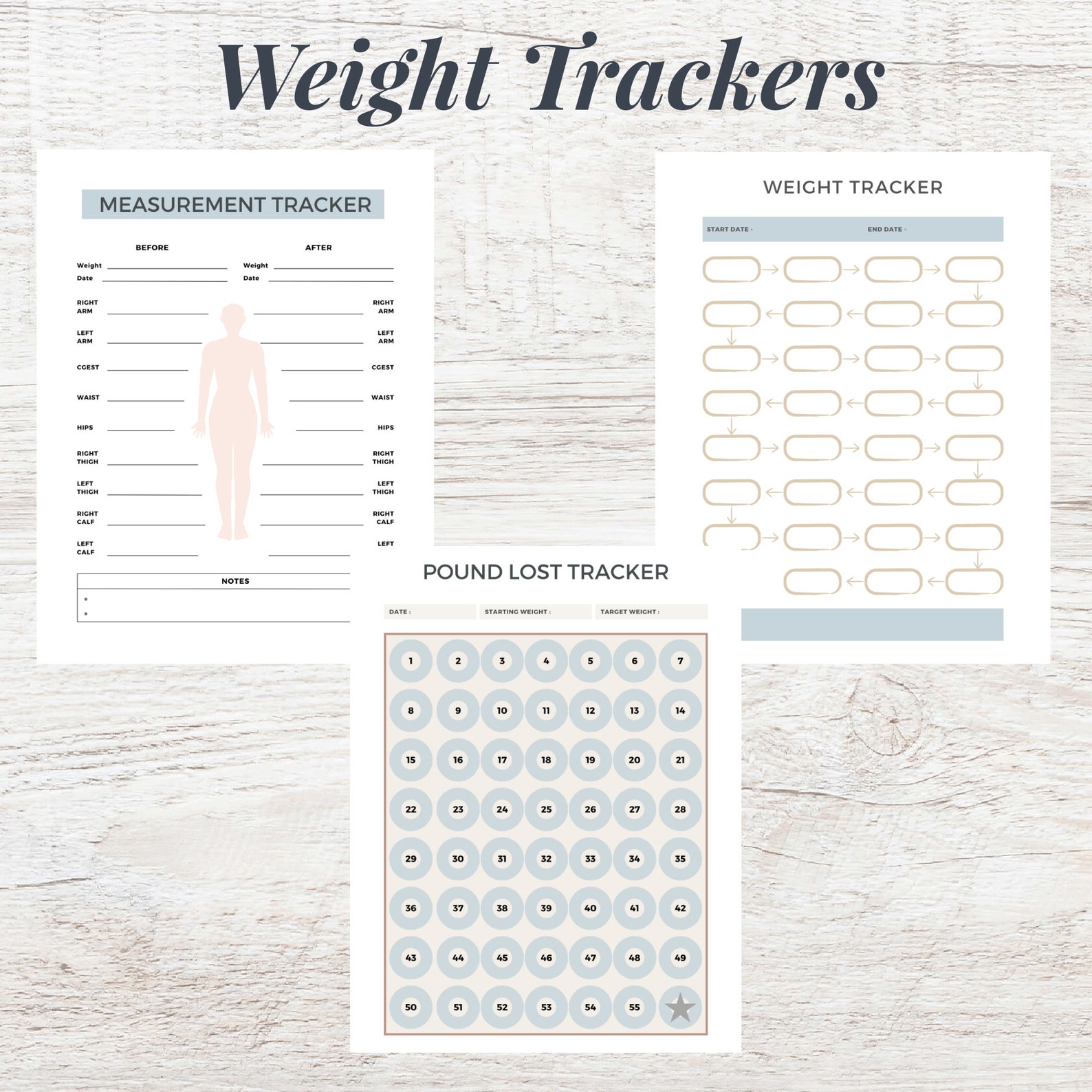 Editable Fitness Planner/wellness Planner/ Weight Tracker Templates - Etsy