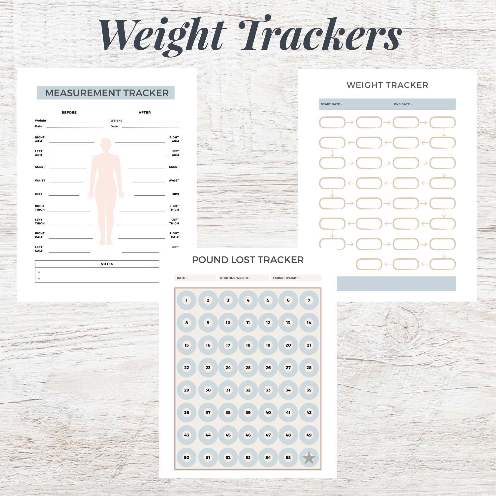 Editable Fitness Planner/wellness Planner/ Weight Tracker Templates - Etsy