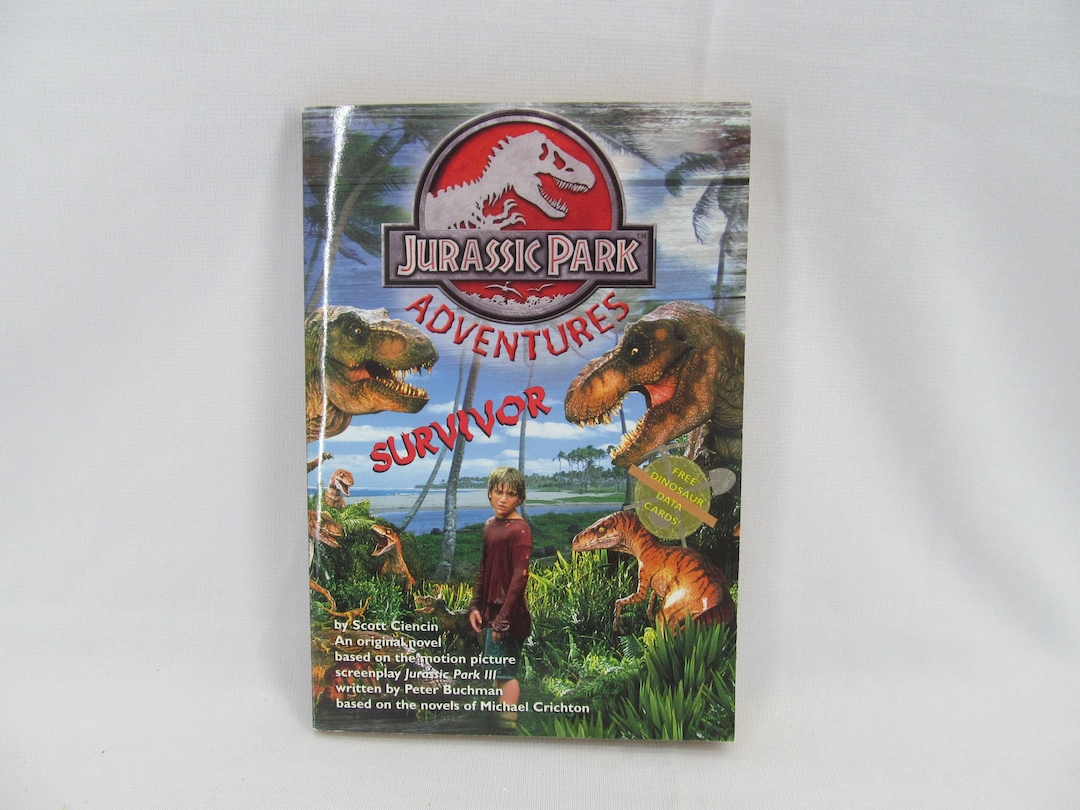 RARE NEW Vintage / Retro 2001 Jurassic Park Adventures Survivor Soft Cover Book With Dinosaur ...
