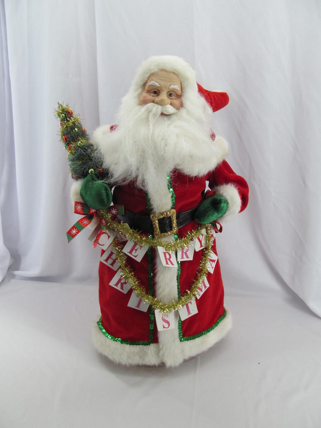 Vintage / Retro 18" Tall Santa Claus With Merry Christmas Banner Sign ...