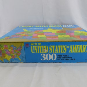 Vintage / Retro 1990 United States of America Map 300 Piece Jigsaw ...