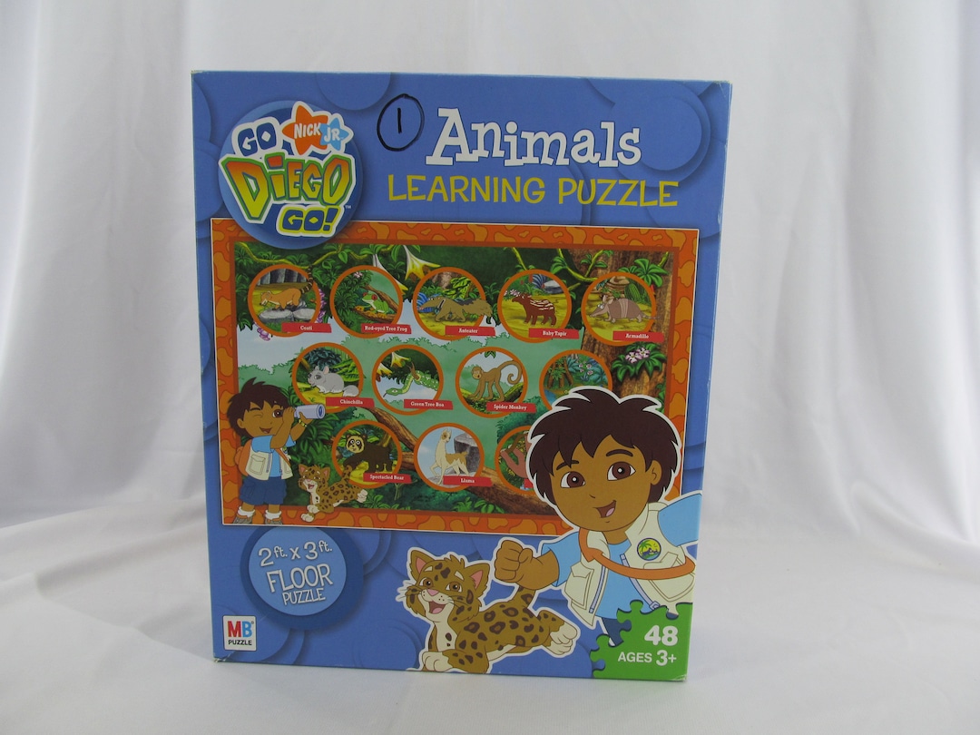 Vintage / Retro Go Diego Go Animals 48 Piece Learning Floor Jigsaw ...