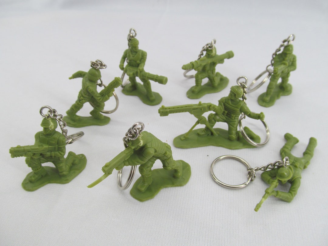 Upcycled Plastic Little Green Army Men Soldier Toy Keychains / Key ...