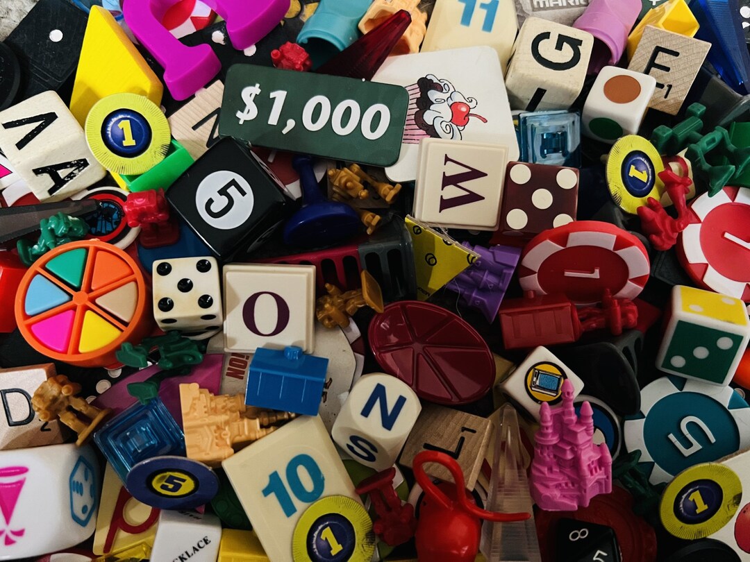 One Hundred (100) Vintage / Retro Board Game Tokens Pieces From Classic ...