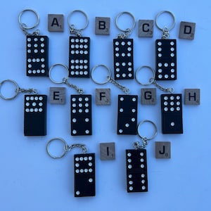 Upcycled Retro Wooden / Wood Domino Toy Keychains / Key Chains Black ...