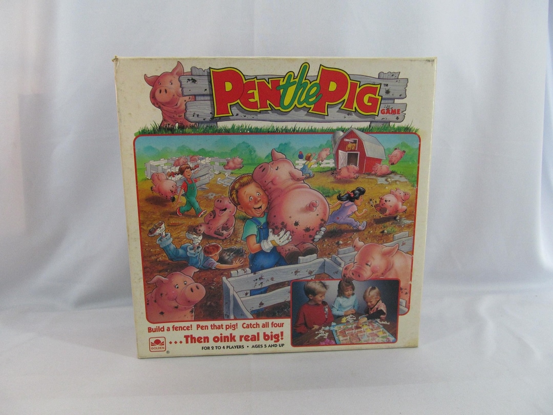 RARE Vintage / Retro 1990 Pen the Pig Game by Golden Build A Fence! Pen ...