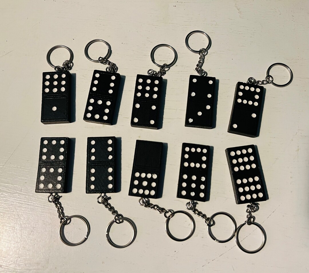 Upcycled Retro Wooden / Wood Domino Toy Keychains / Key Chains Black ...