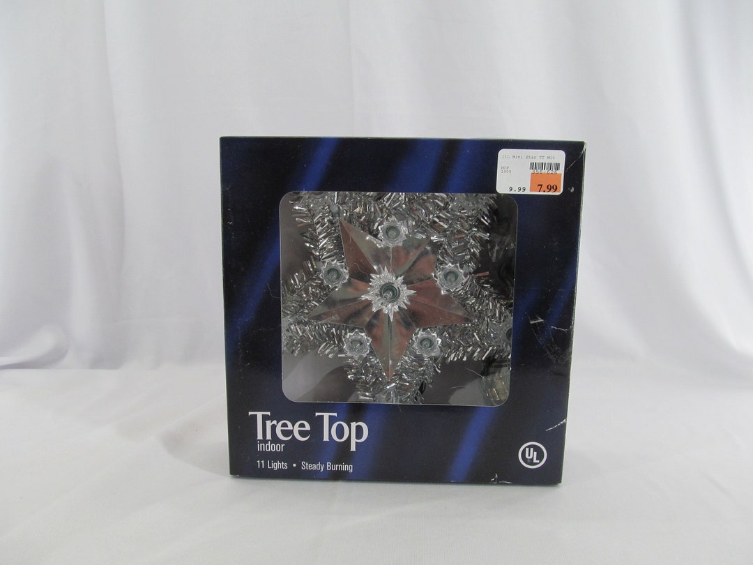 NEW Vintage / Retro 1980s / 1990s 11 Light Fancy Tree Top Silver Tinsel ...