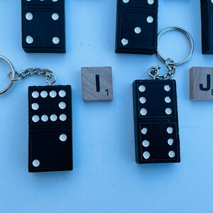 Upcycled Retro Wooden / Wood Domino Toy Keychains / Key Chains Black ...