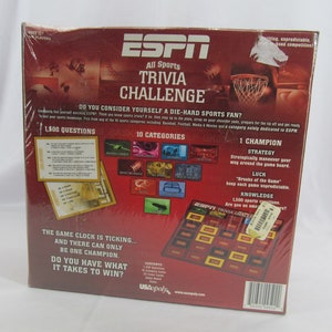 New SEALED Vintage / Retro ESPN All Sports Trivia Challenge Board Game ...