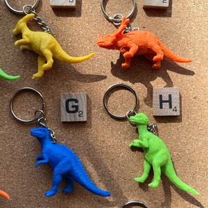 Upcycled Plastic Dinosaur Toy Keychains Tyrannosaurus Rex Triceratops ...