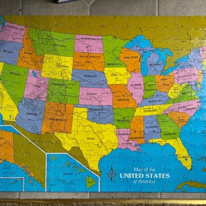 Vintage / Retro 1990 United States of America Map 300 Piece Jigsaw ...