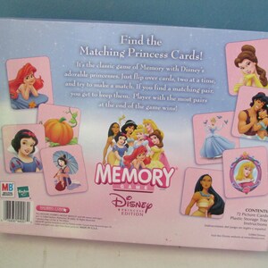 Vintage / Retro the Disney Princesses Edition Memory Matching Card Game by Milton Bradley MB ...