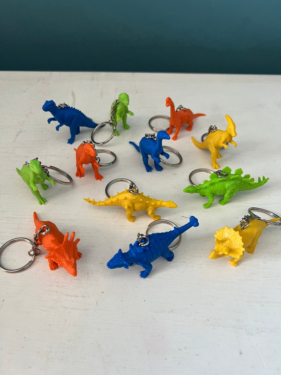 Upcycled Plastic Dinosaur Toy Keychains Tyrannosaurus Rex Triceratops ...