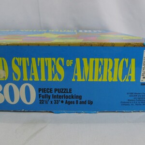 Vintage / Retro 1990 United States of America Map 300 Piece Jigsaw ...