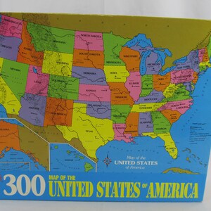 Vintage / Retro 1990 United States of America Map 300 Piece Jigsaw ...