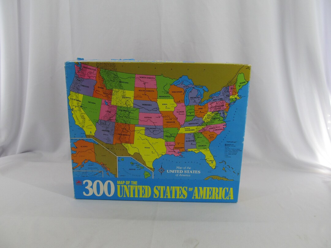 Vintage / Retro 1990 United States of America Map 300 Piece Jigsaw ...