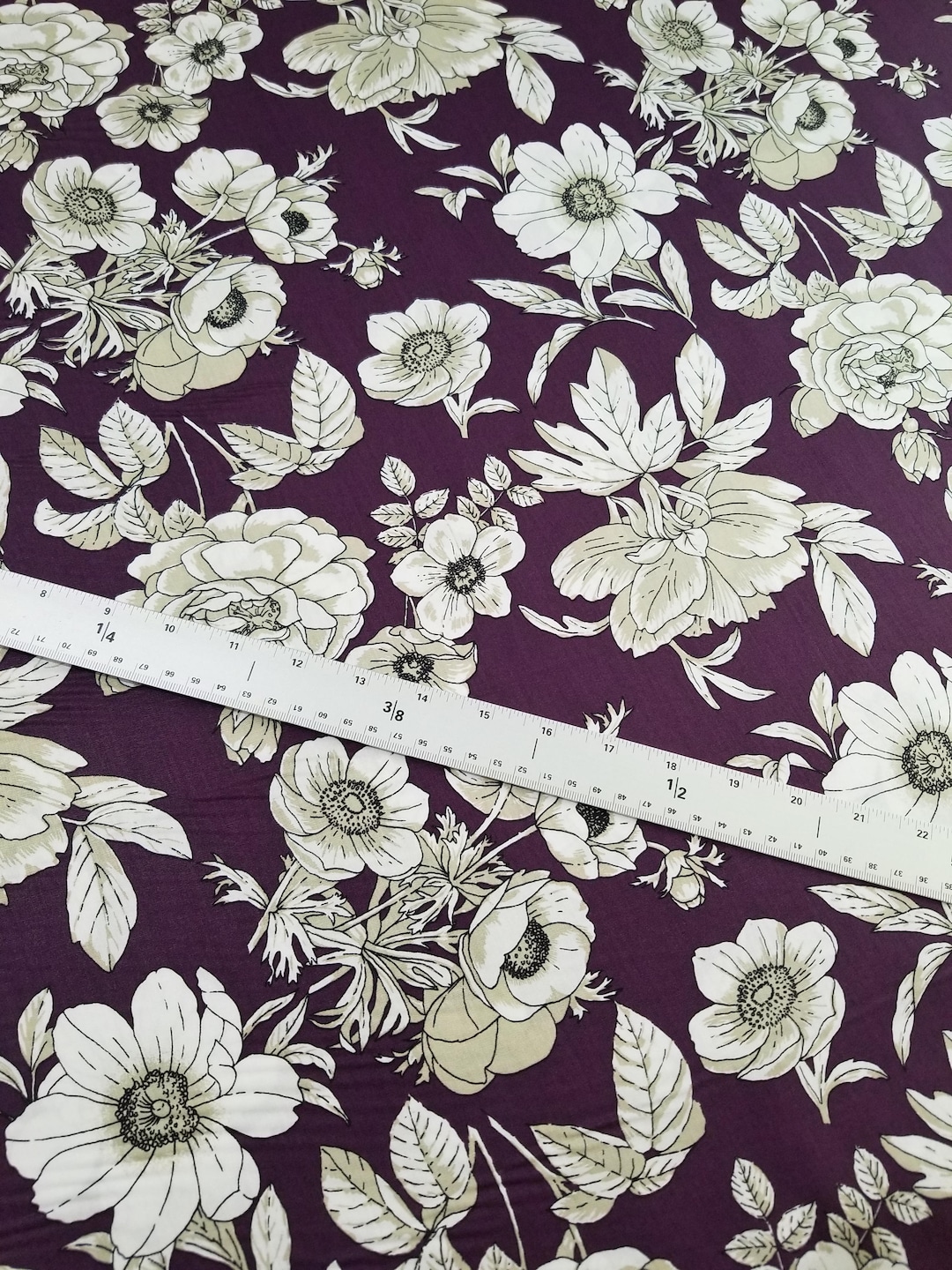 Fabric Finders Dark Purple Floral Fabric 1 Yard 60" Width 100% Cotton ...
